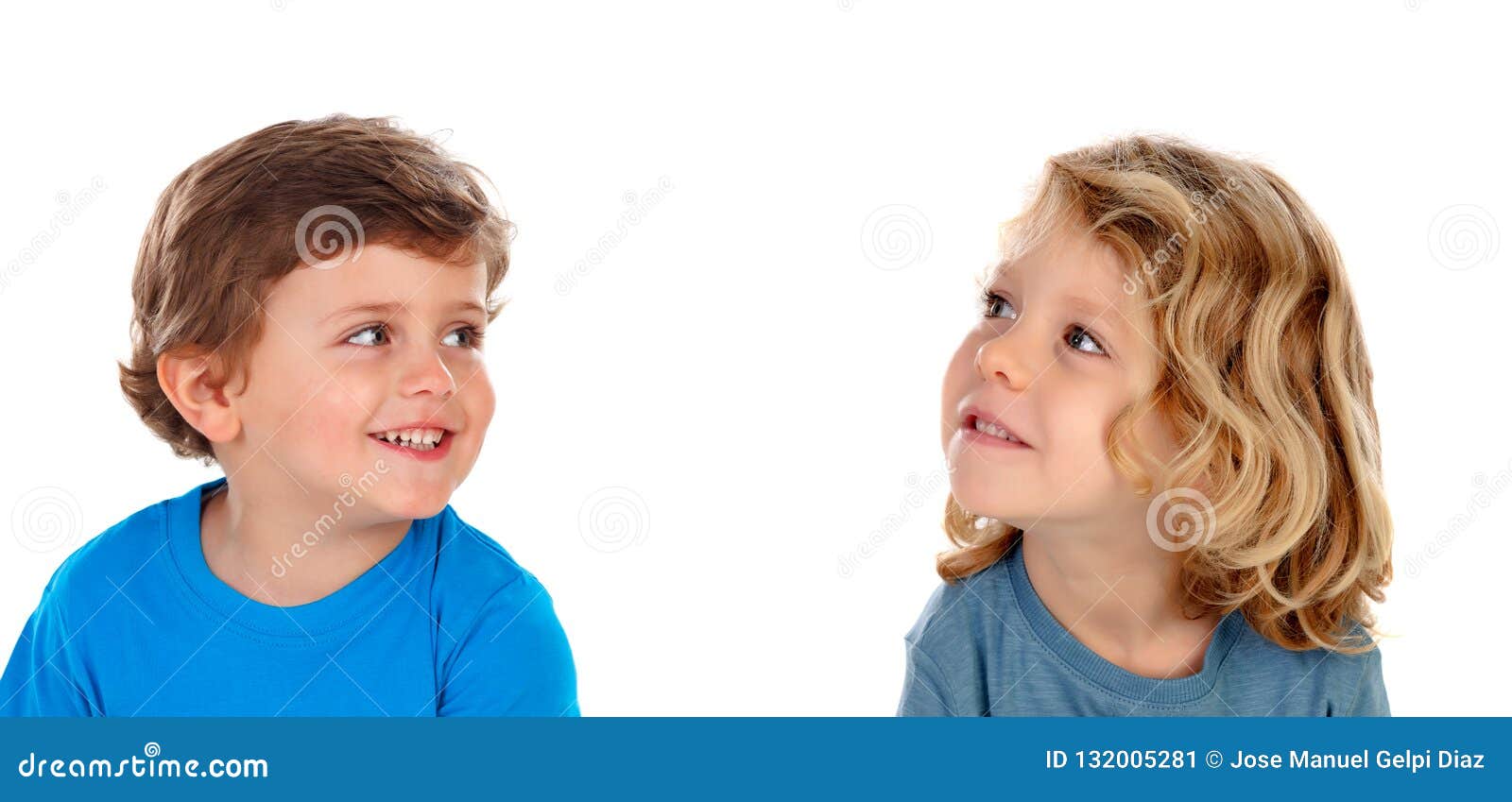Two Blond Children Looking Up Stock Image - Image of curly, cutout ...