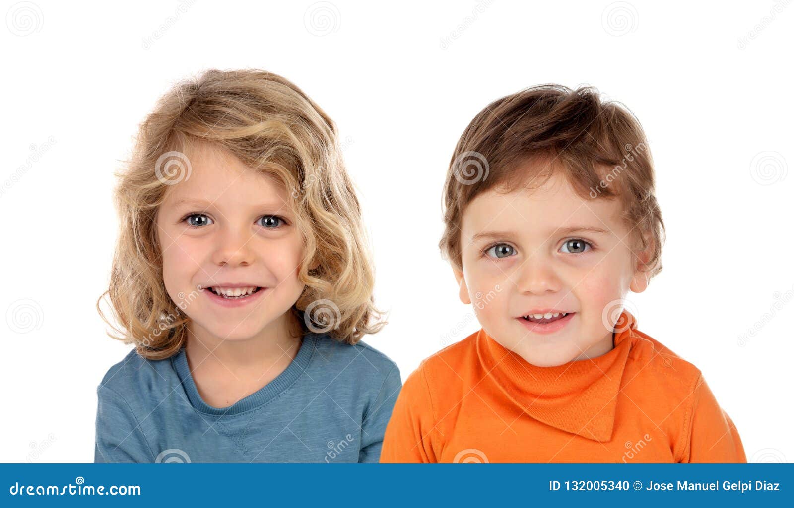 Two Blond Children Looking Up Stock Photo - Image of family, orange ...