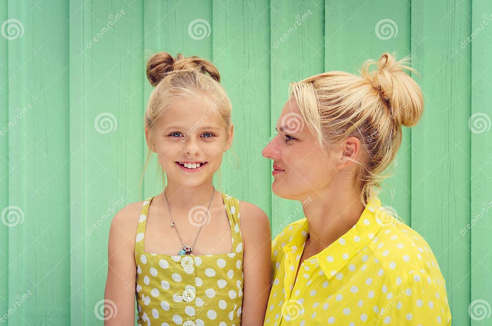 Two Blondes Mom And Daughter Smiling Stock Image Image Of Isolated