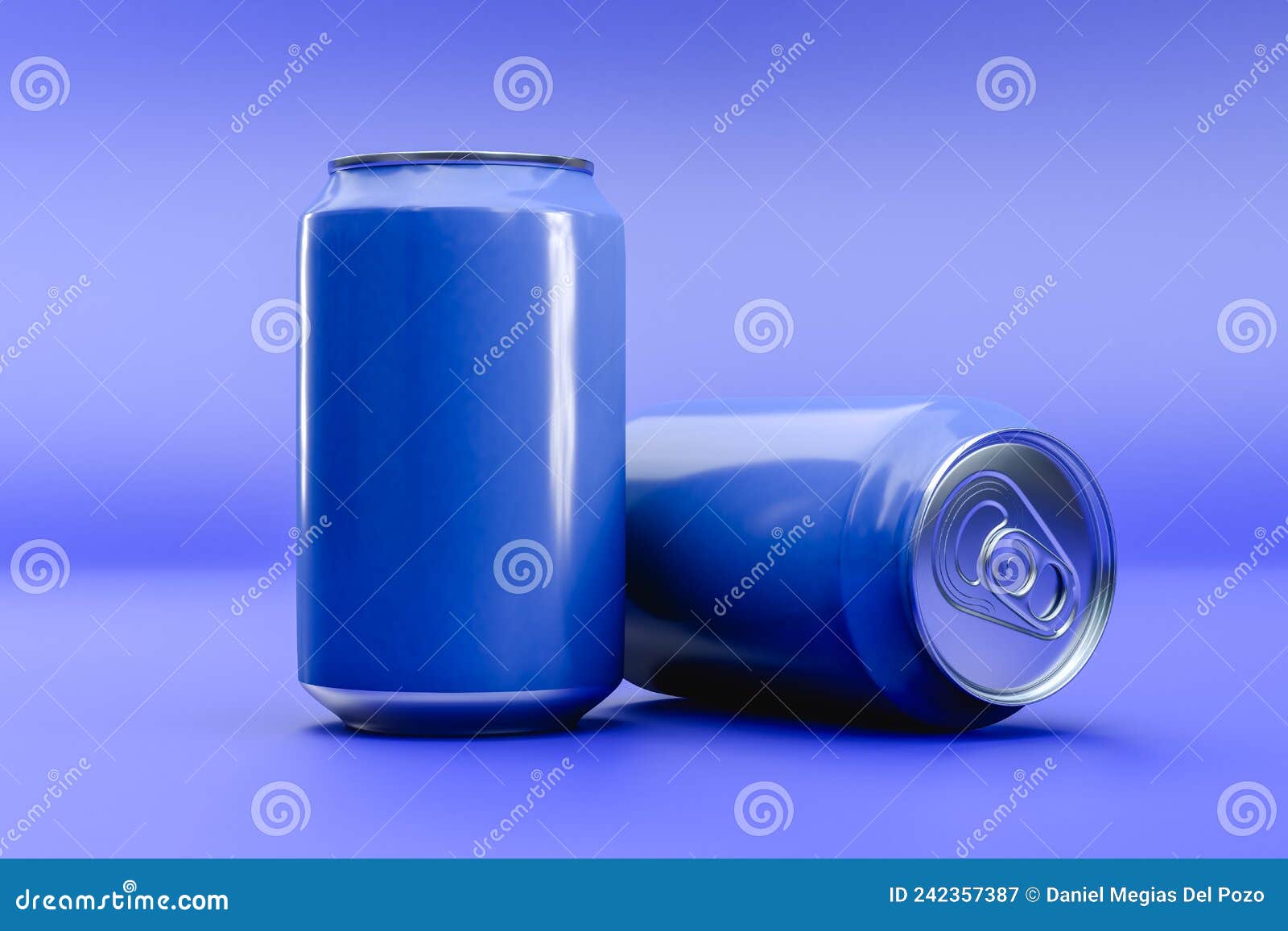 Two Blue Aluminum 0.33l Can, Isolated on White Background. 3d Render ...