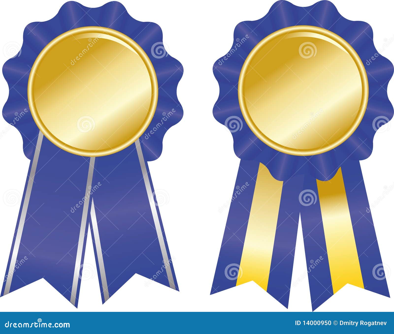 Two blue award ribbons stock vector. Illustration of prize - 14000950
