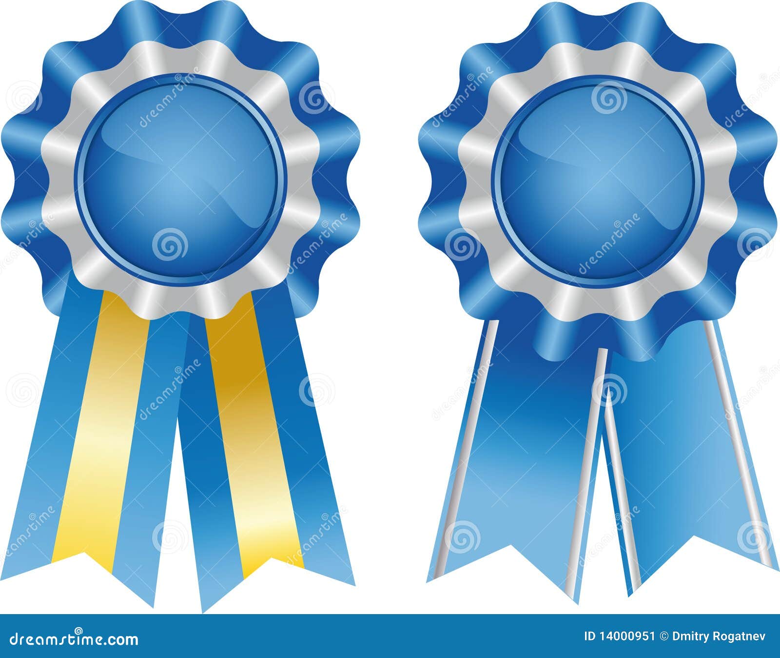 Two blue award ribbons stock vector. Illustration of trophy - 14000951