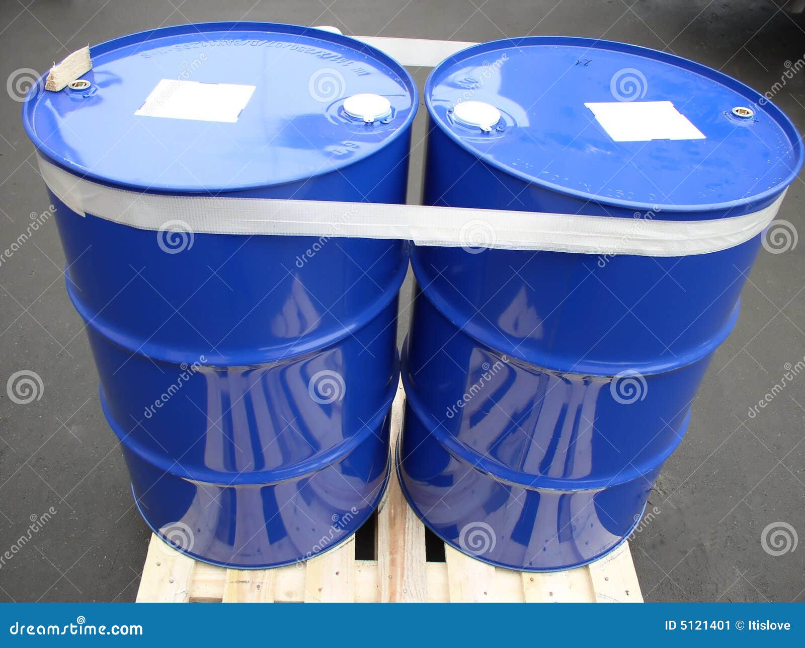 Two blue barrels stock image. Image of chemical, pallet - 5121401