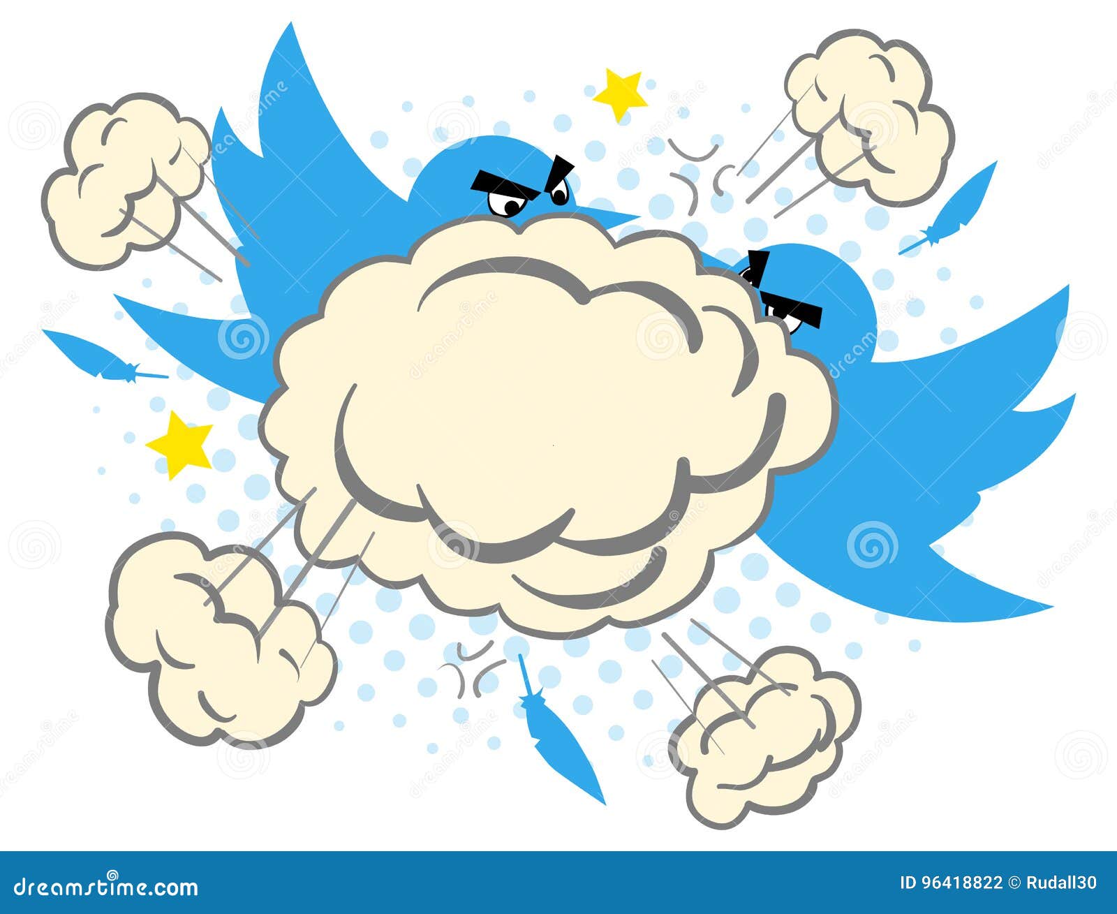 Two blue birds fighting stock vector. Illustration of smoke - 96418822