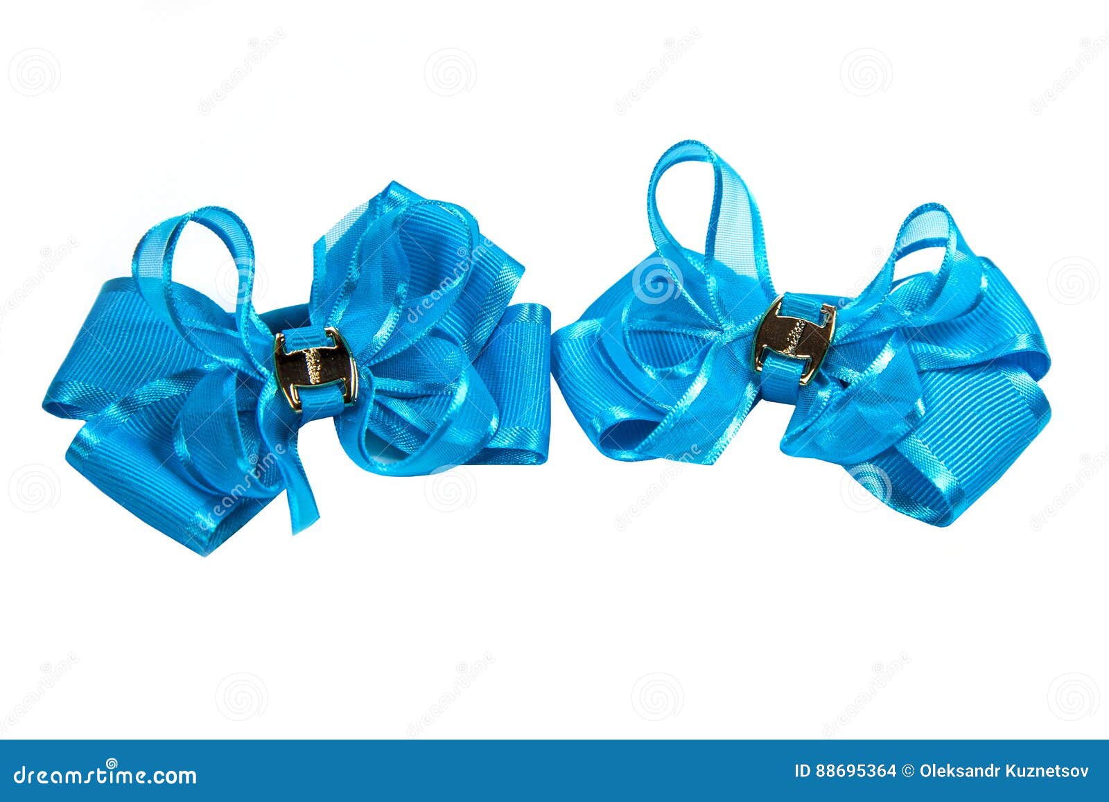 Two Blue Bow Isolated on White Backgound. Close Up Stock Photo - Image ...