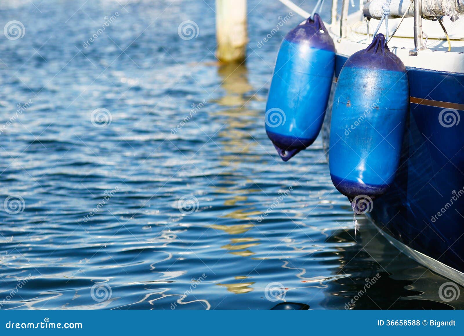 Two blue bumpers stock photo. Image of yacht, protection - 36658588
