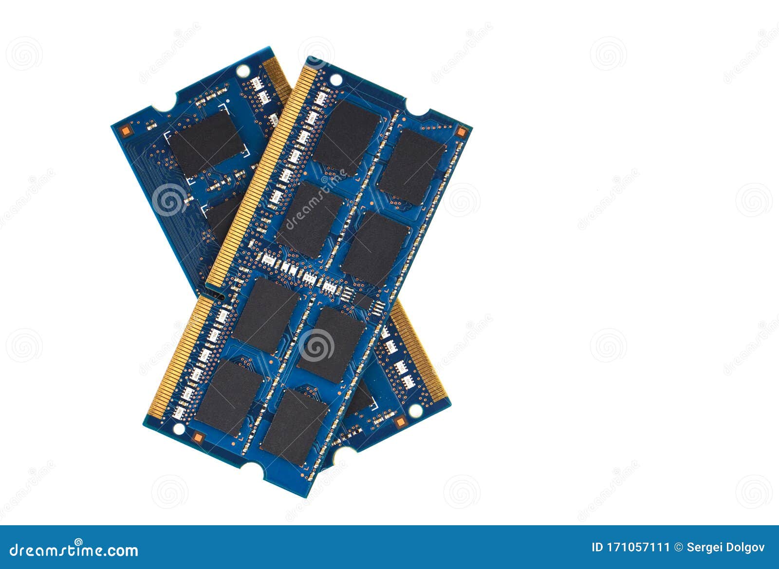 Two Blue Computer Memory Cards Isolated on a White Background Stock ...