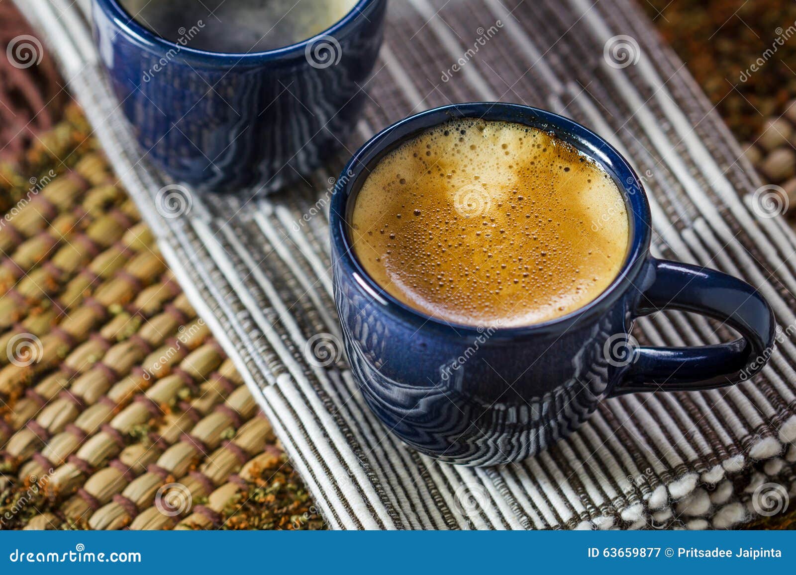 Red And Blue Cups With Tea , Lemon Slices And Chocolate Candies Stock ...