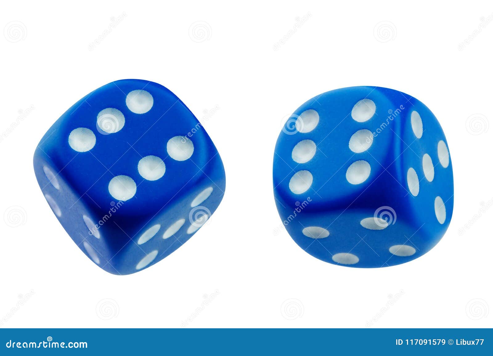 Two Blue Dice Rolling Isolated Stock Image - Image of gambling, flying ...