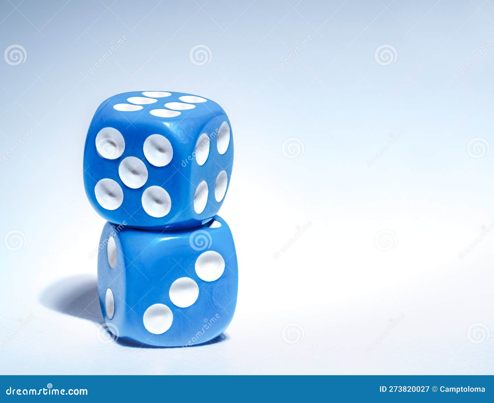 Two Blue Dices One on Top of the Other Stock Image - Image of gamble ...