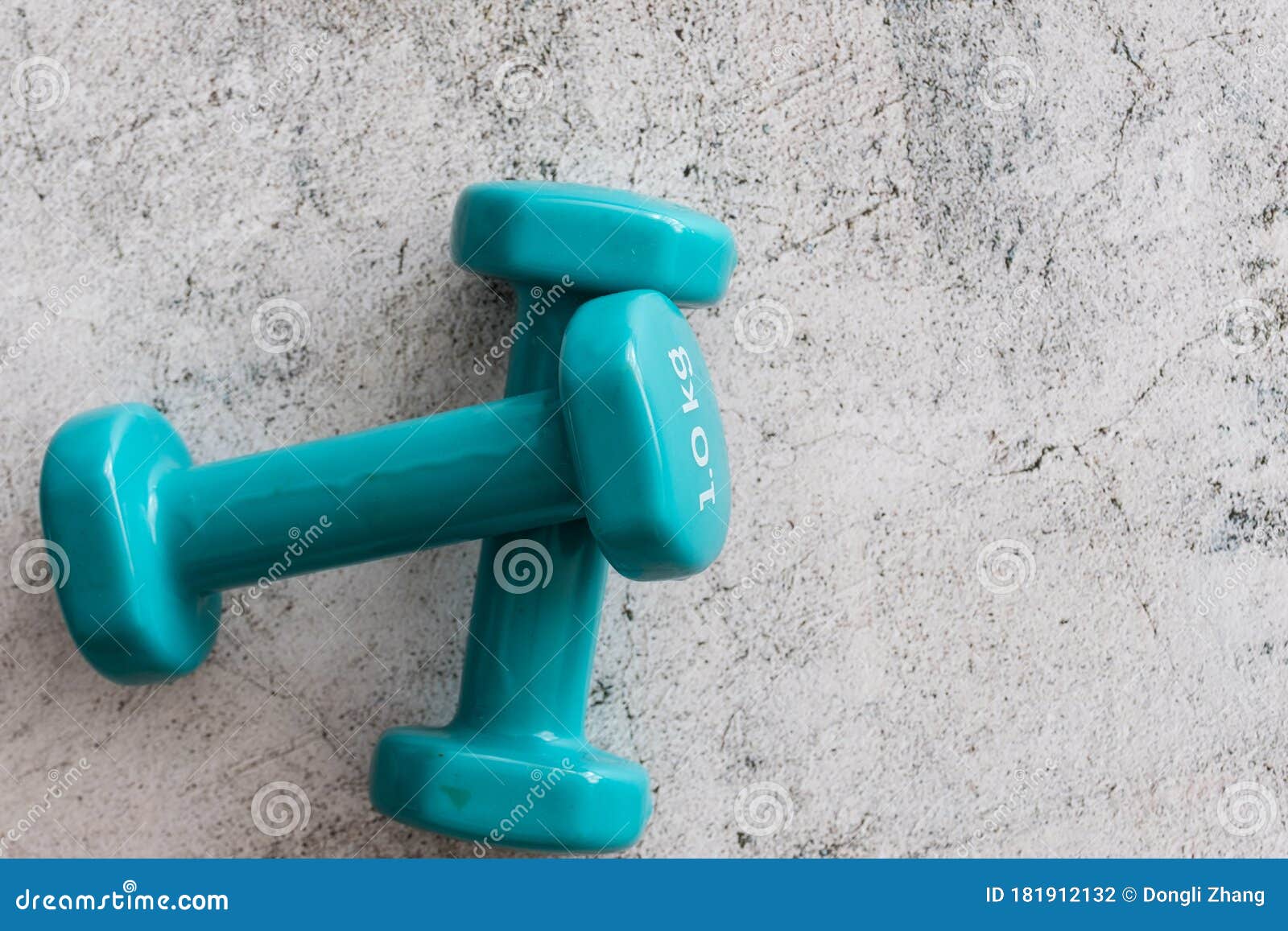 Two Blue Dumbbells Isolated on White Background View Stock Photo ...