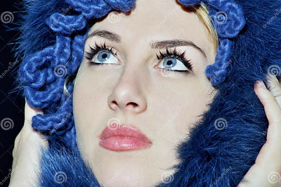 Two blue eyes stock image. Image of paints, blond, rouge - 4031251
