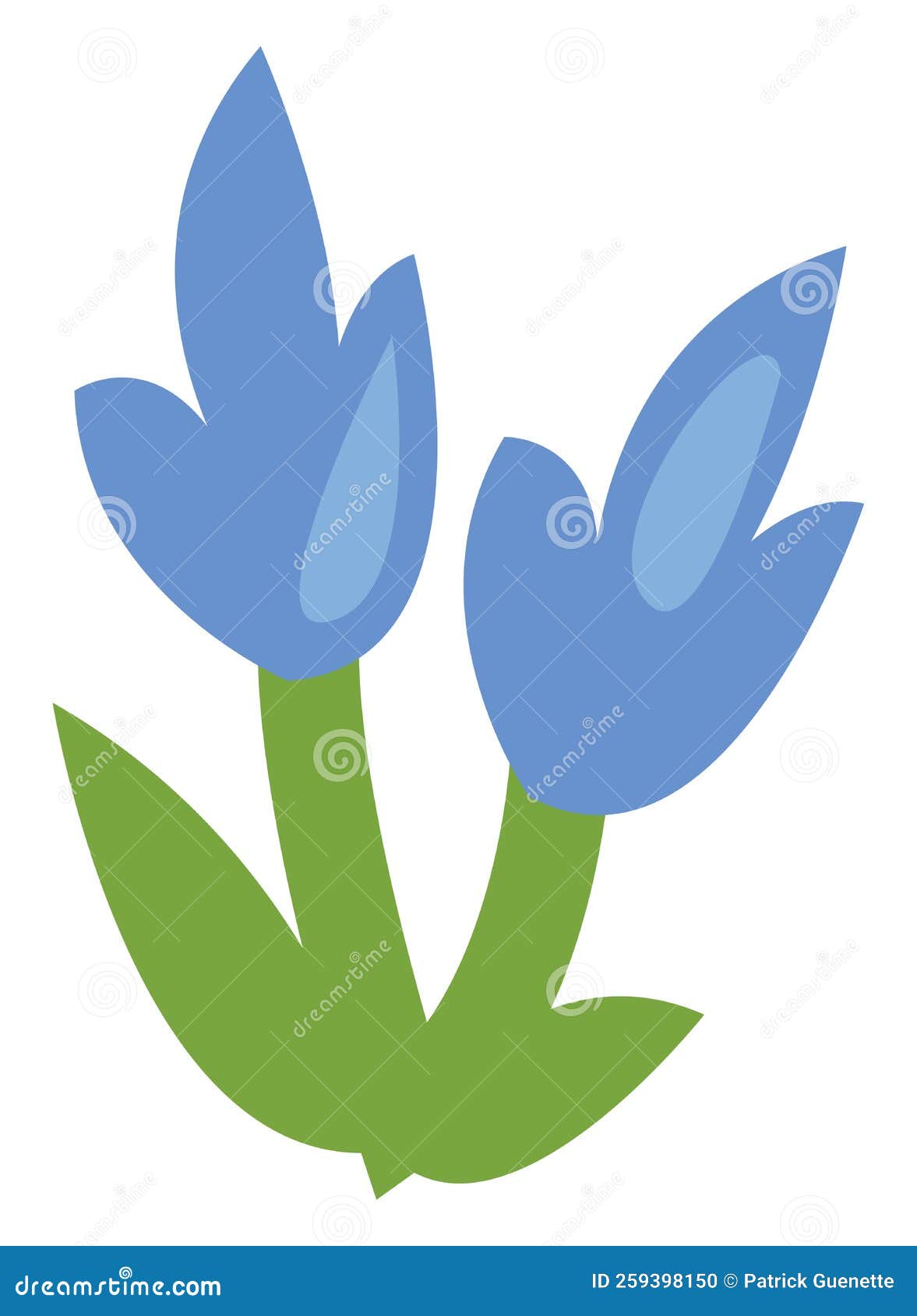 Two blue flowers, icon stock vector. Illustration of nature - 259398150