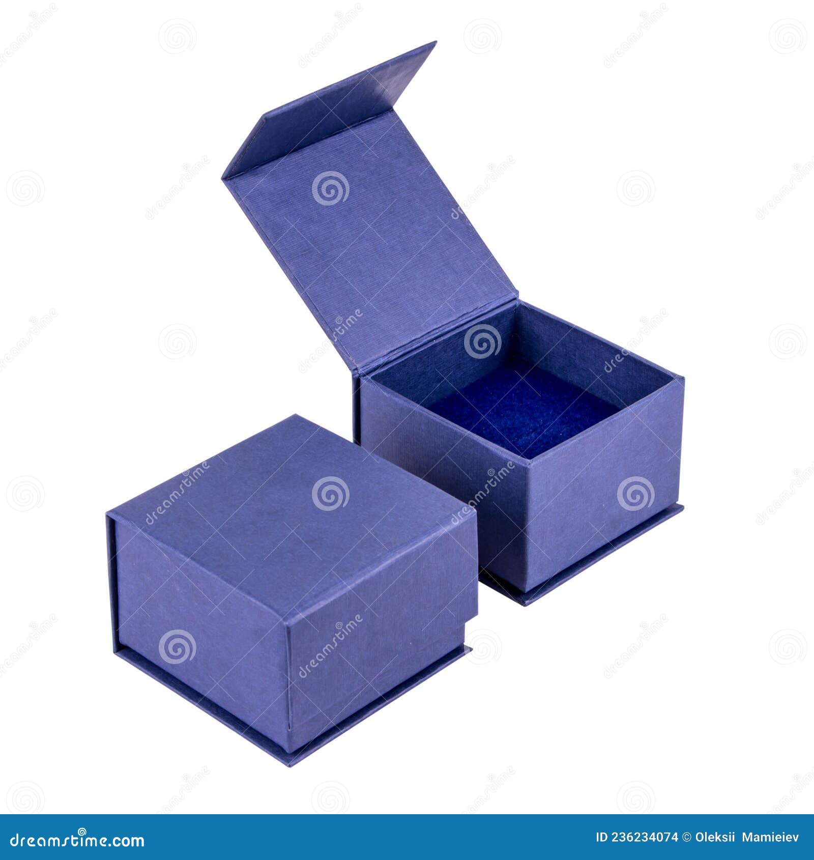 Two Blue, Gift Boxes, One is Open, the Other is Closed, Isolated on a ...