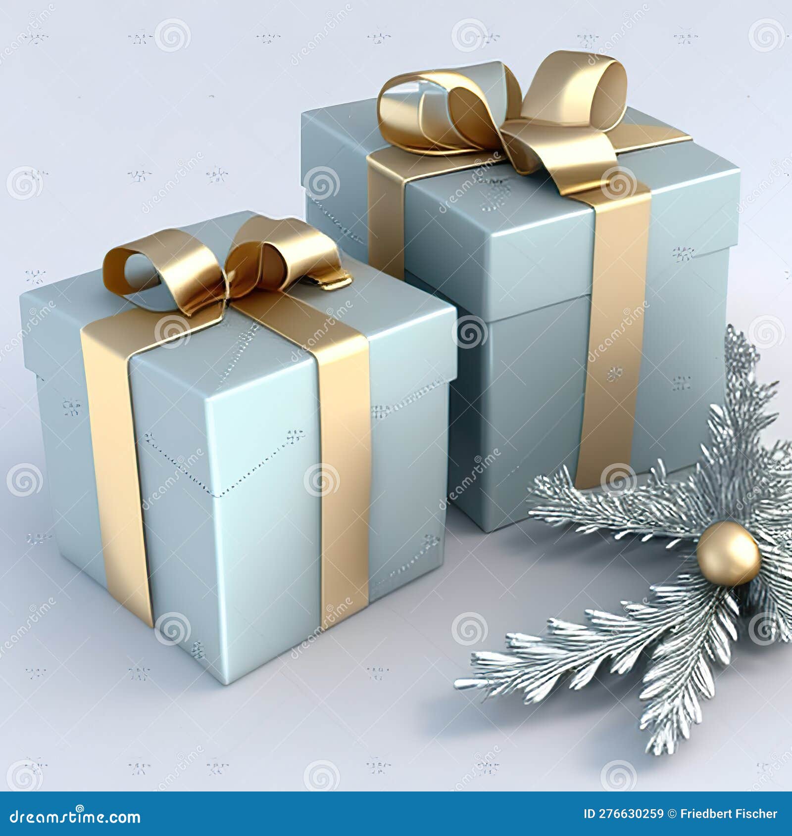 Two Blue and Gold Gift Boxes with Gold Ribbons. AI Generative Stock ...