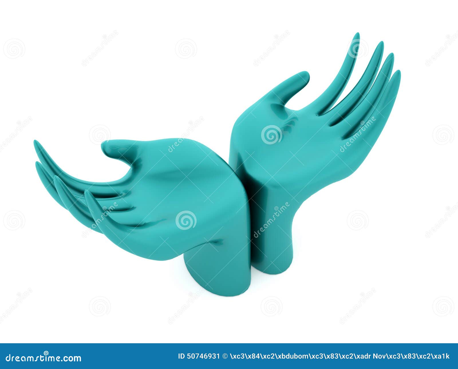 Two Blue Hands Concept Rendered on White Stock Illustration ...