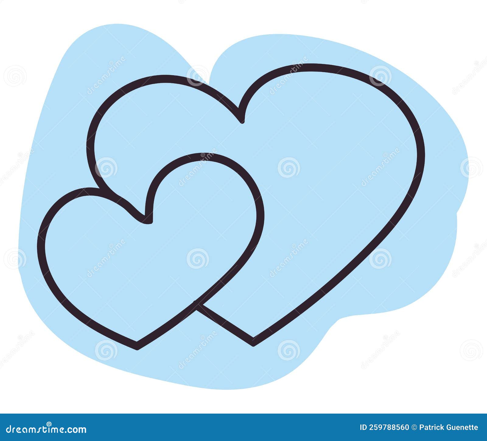 Two blue hearts, icon icon stock vector. Illustration of space - 259788560