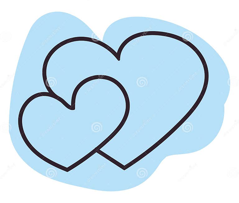Two blue hearts, icon icon stock vector. Illustration of space - 259788560