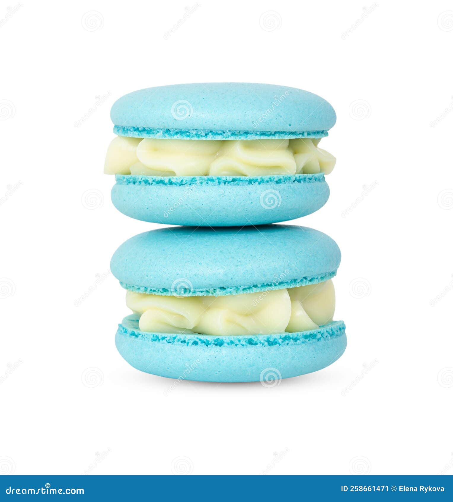 Two Blue Homemade Macarons Stack Isolated on White Stock Image - Image ...