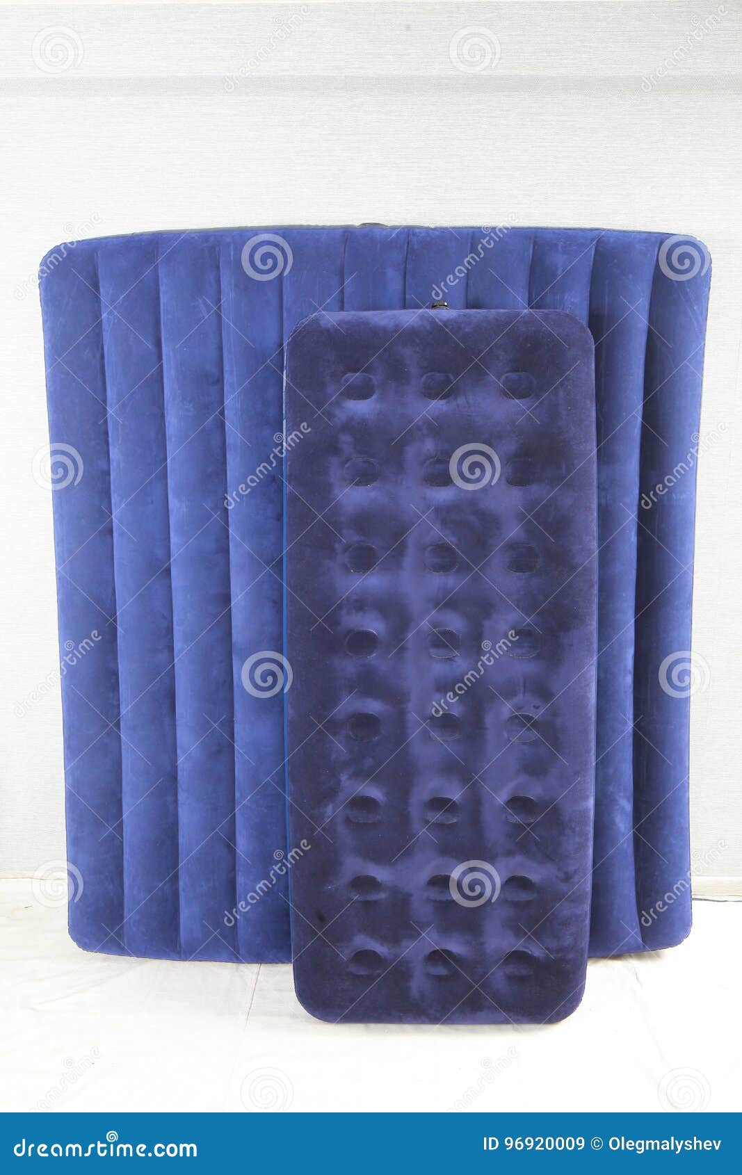 Two Blue Inflatable Mattress for Sleeping and Resting Stock Image ...