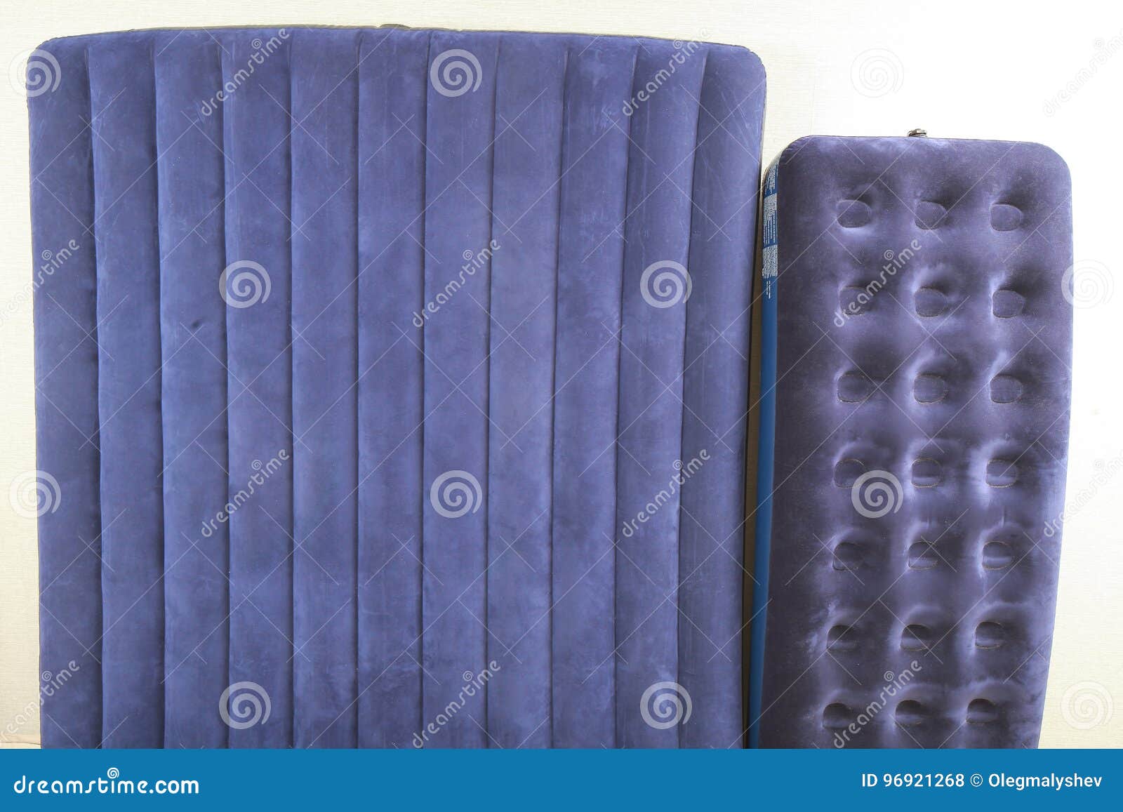 Two Blue Inflatable Mattress for Sleeping and Resting Stock Photo ...