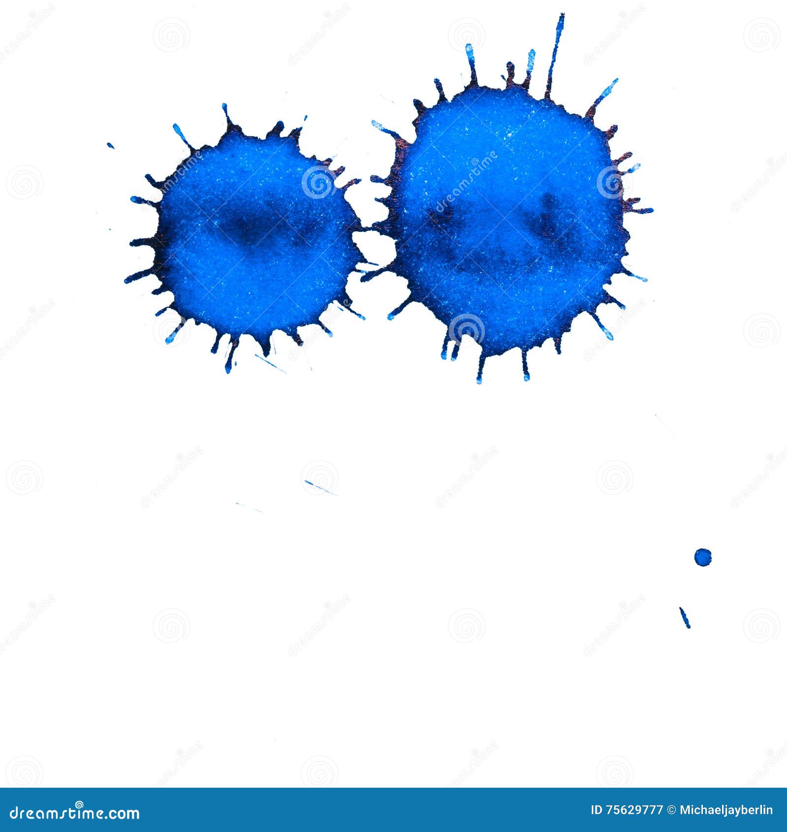 Two blue ink splatters stock image. Image of element - 75629777