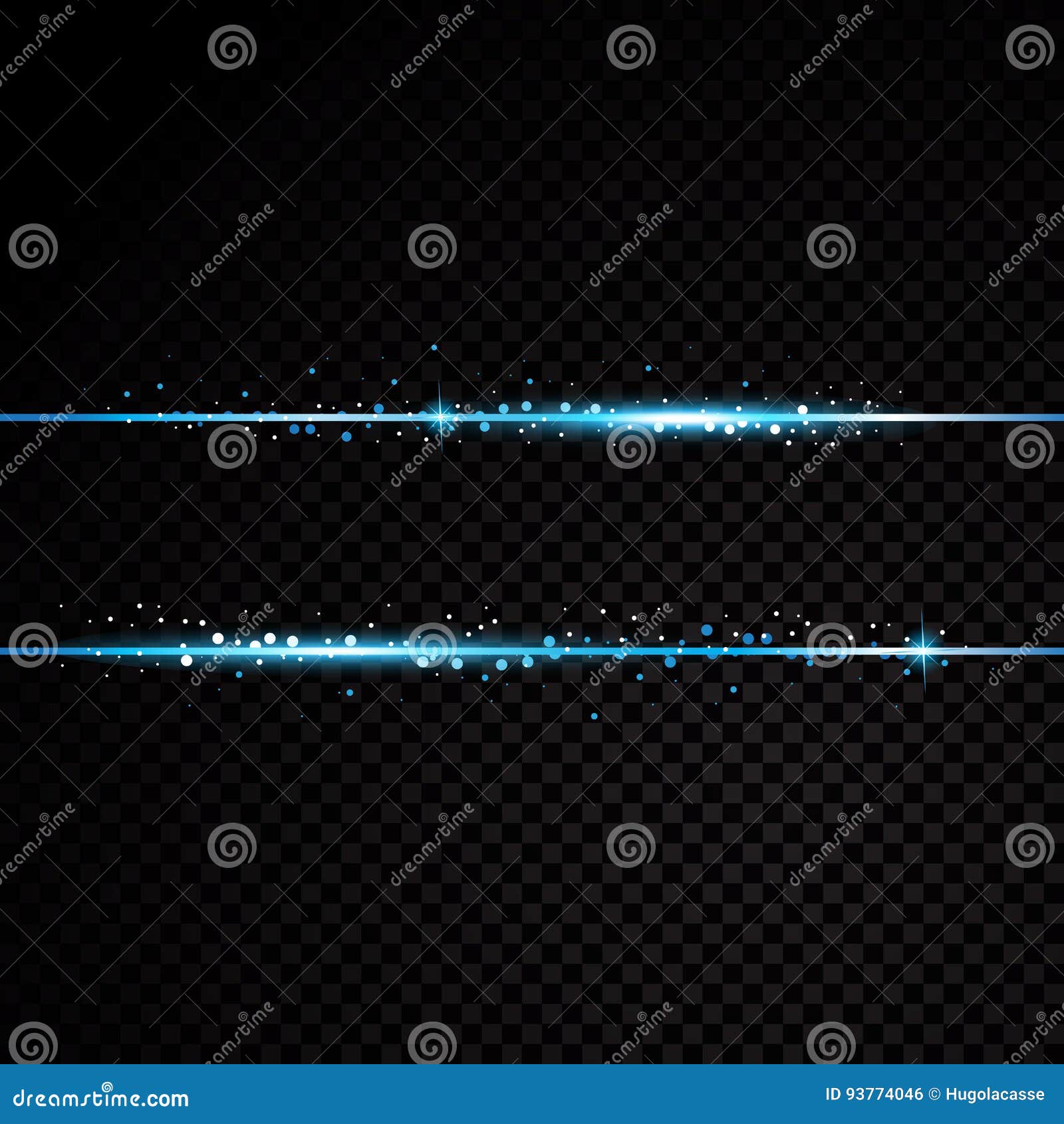 Two Blue Lines with Light Effects. on Black Transparent Background ...