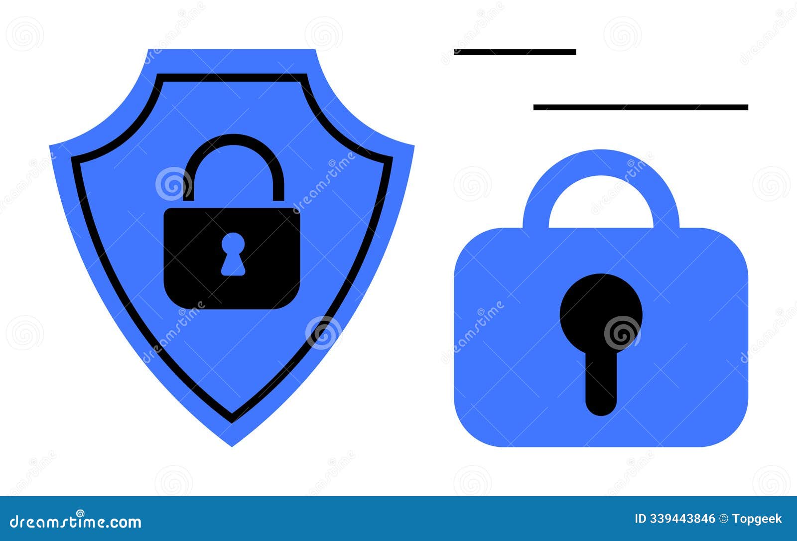 Blue Shield and Lock Icons Representing Security and Protection Stock ...