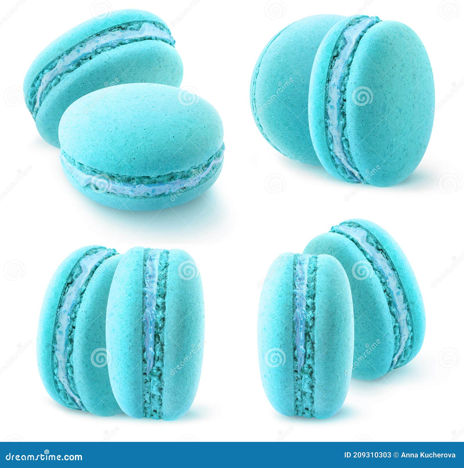 Two Blue Macarons Collection Stock Image - Image of clipping, creme ...