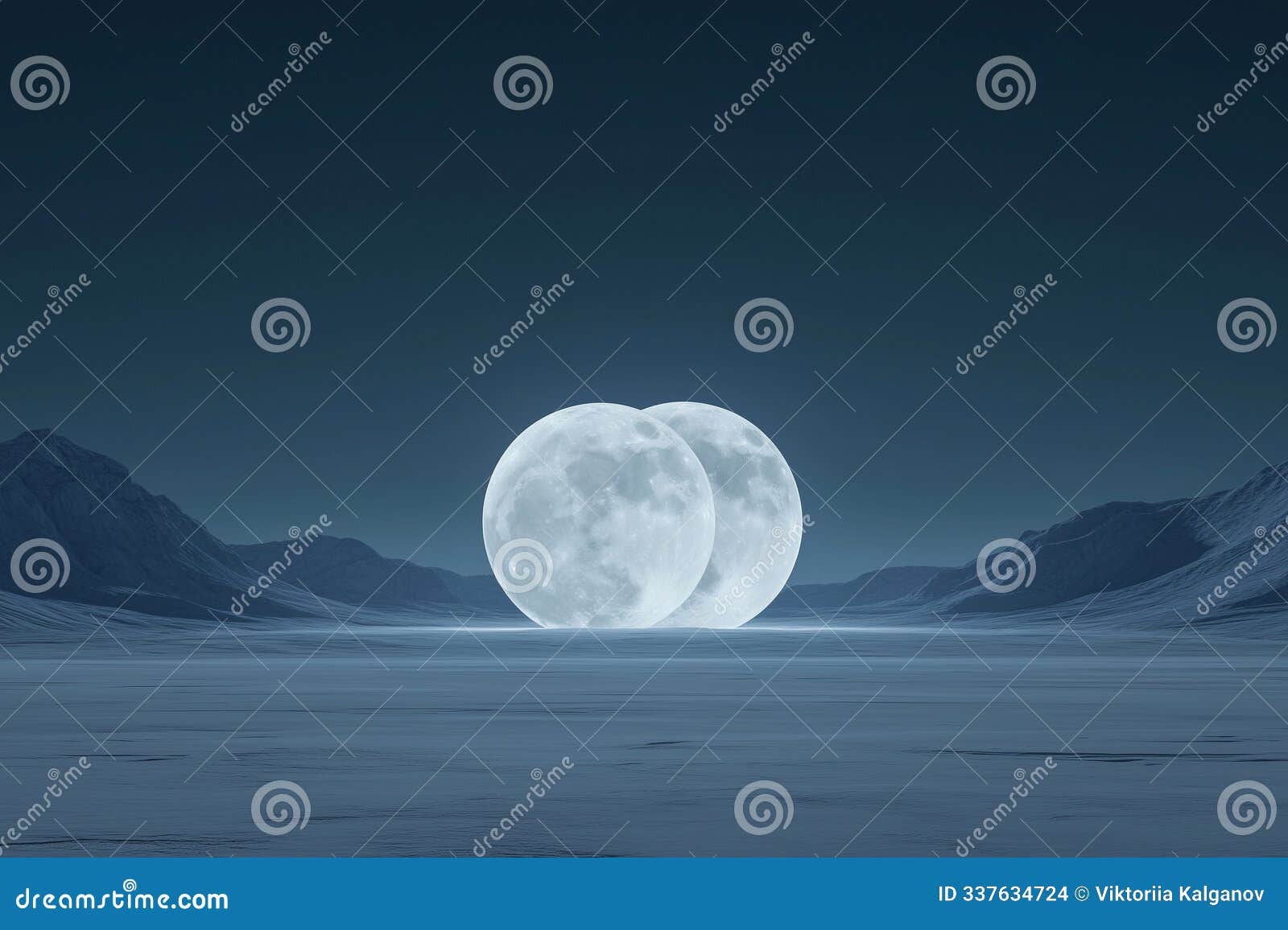 Two Blue Moons in the Night Sky Stock Illustration - Illustration of ...