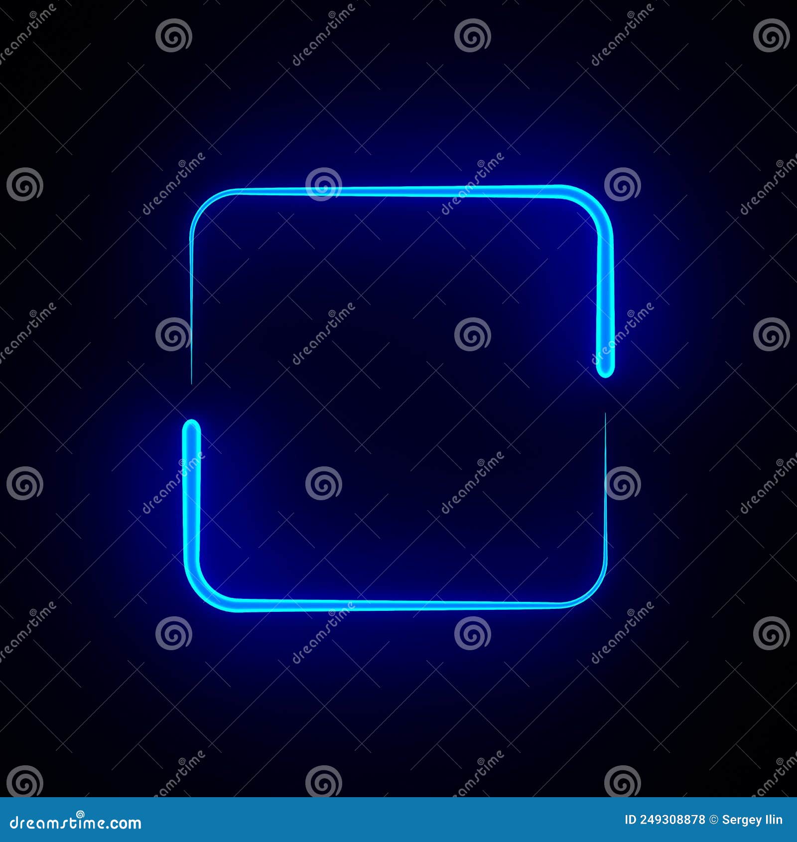 Two Blue Neon Element on Black Background. 3D Illustration Rendering ...