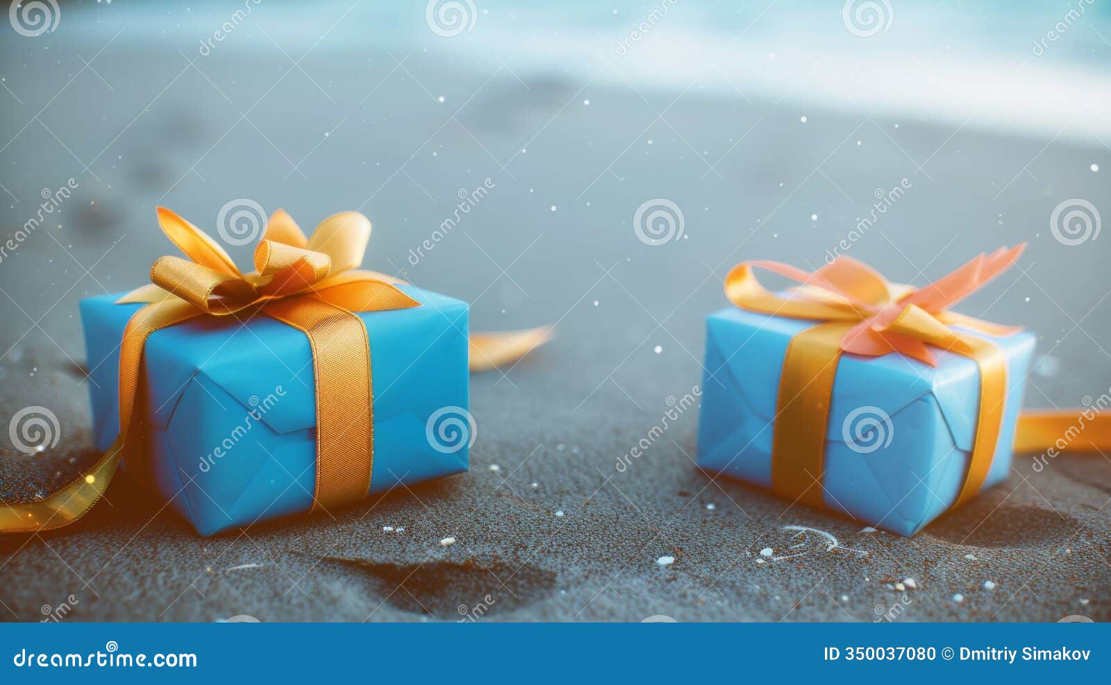 Two Blue and Orange Boxes are on the Beach Stock Photo - Image of ...