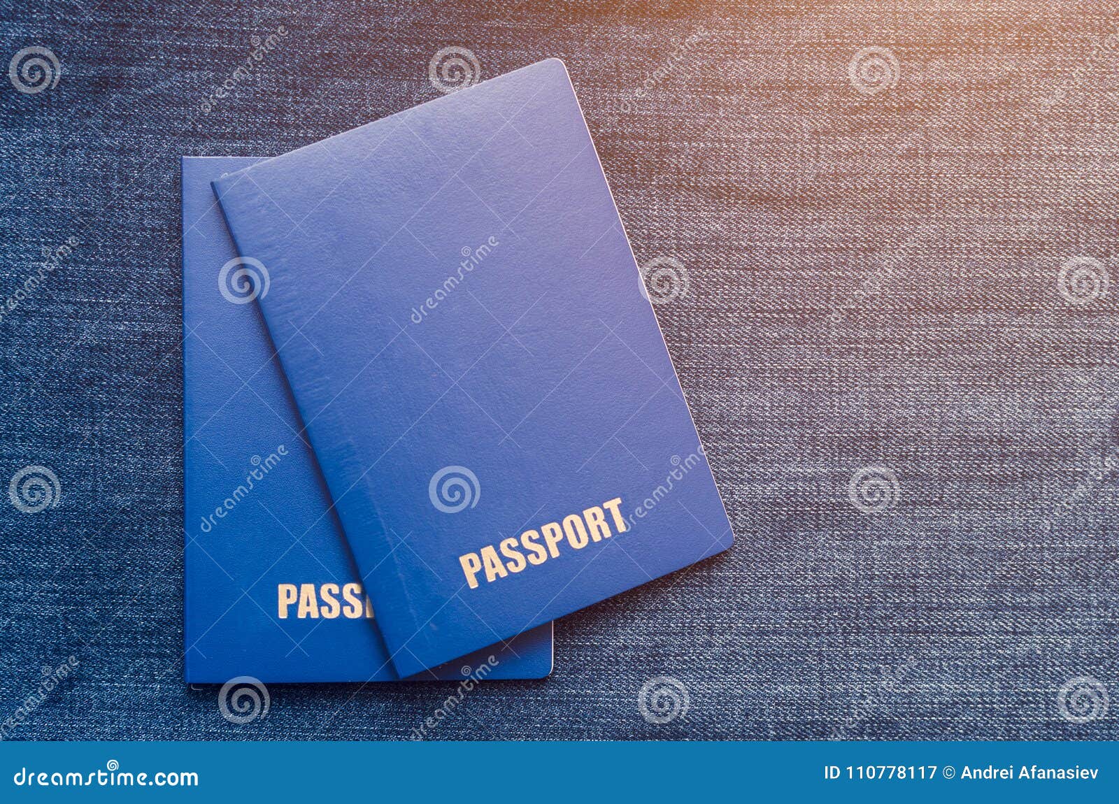Two Blue Passports on a Blue Background Stock Image - Image of ...