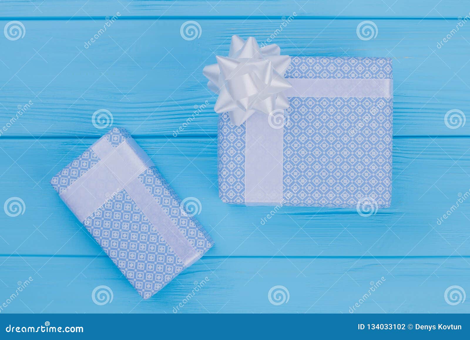 Two Blue Patterned Gift Boxes. Stock Photo - Image of paper, closed ...