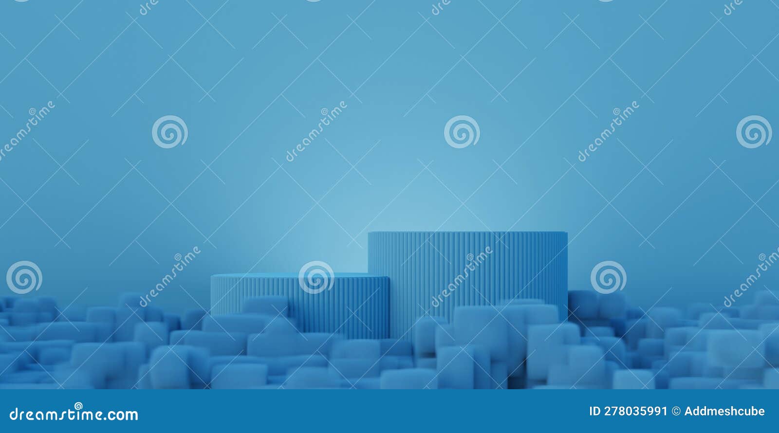 Two Blue Podium Backgrounds for Product Displays. 3d Stock Illustration ...