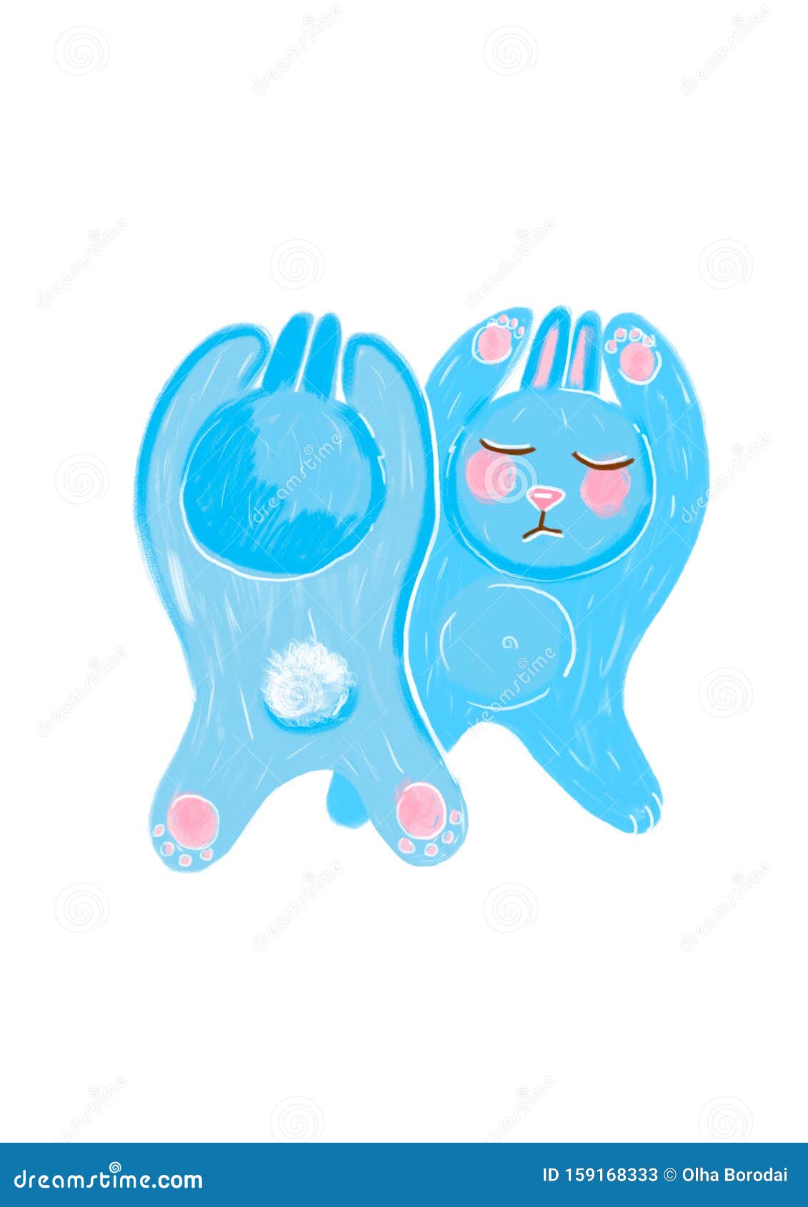 Two Blue Rabbits are Dancing. Stock Illustration - Illustration of ...