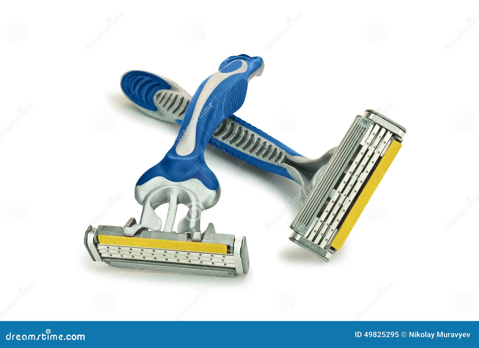 Two blue razor stock image. Image of blade, isolated - 49825295