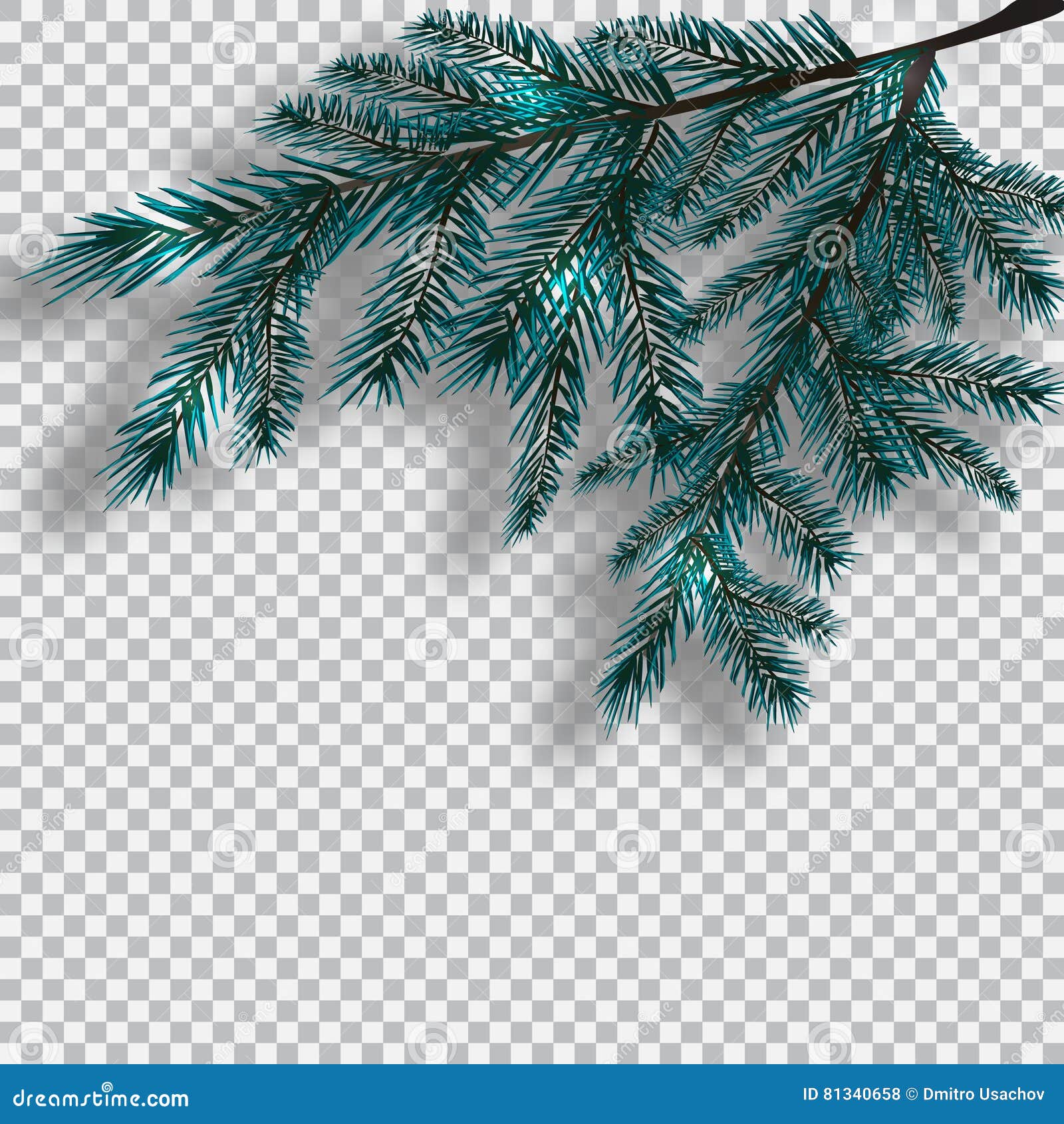 Two Blue Realistic Branch of Tree on Background Checker. Stock Vector ...