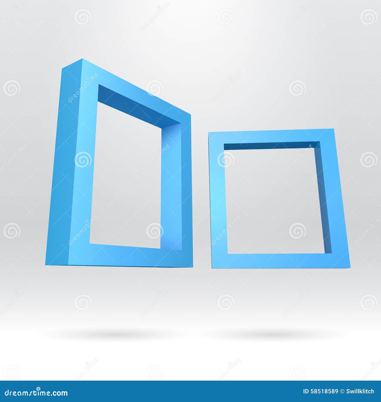 Two Blue Rectangular 3D Frames Stock Vector - Illustration of ...