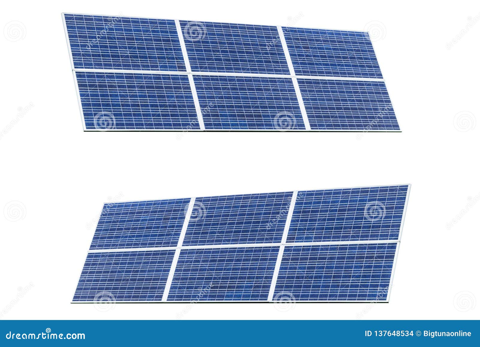 Two Blue Solar Panel Isolated on White Background. Solar Panels Pattern ...
