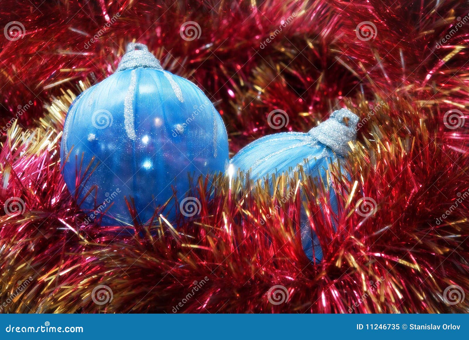 Two Blue Spheres for a Christmas Fur-tree Stock Image - Image of ...