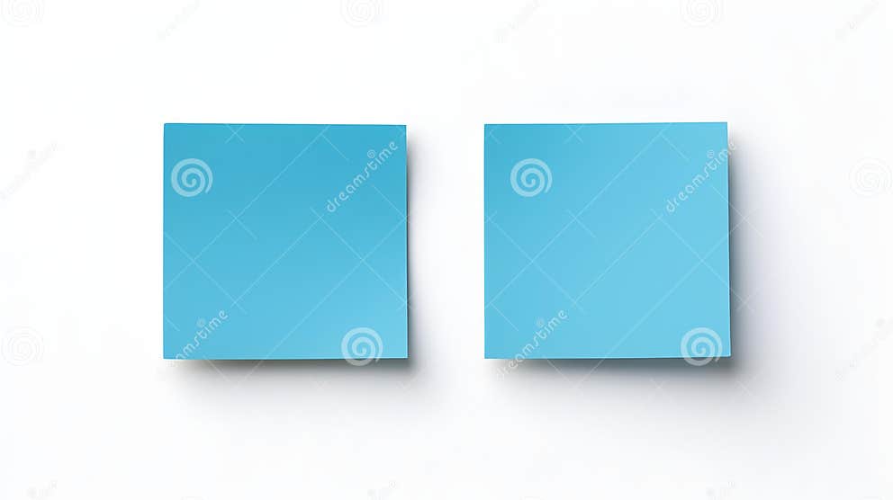 Two Blue Square Paper Notes on a White Background. Brainstorming ...