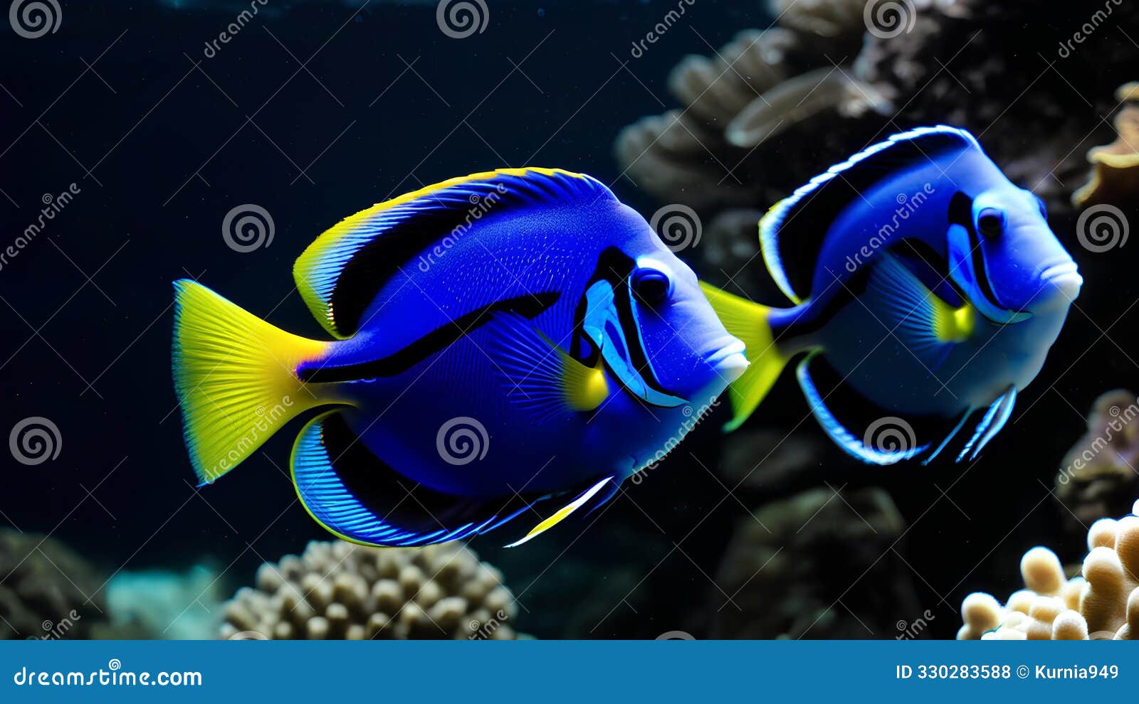 Two Blue Tang Fish Swimming in Harmony Stock Illustration ...