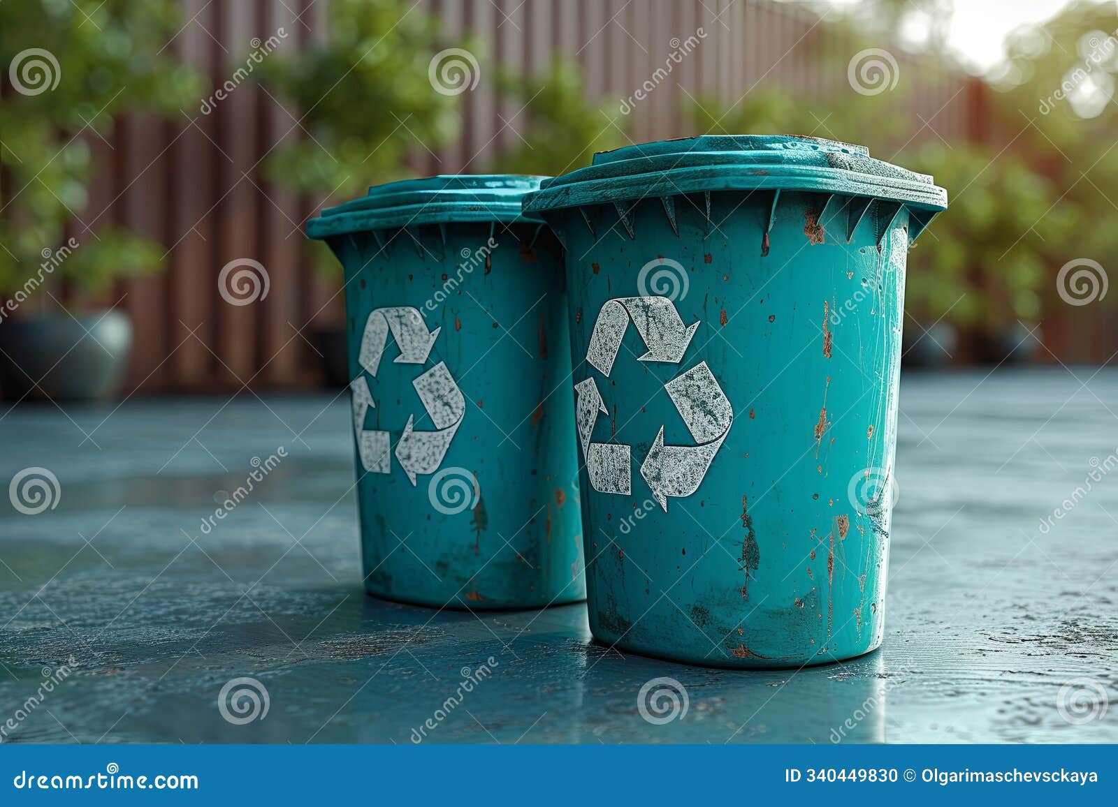 Two Blue Trash Cans with a Recycling Symbol on Them Stock Illustration ...