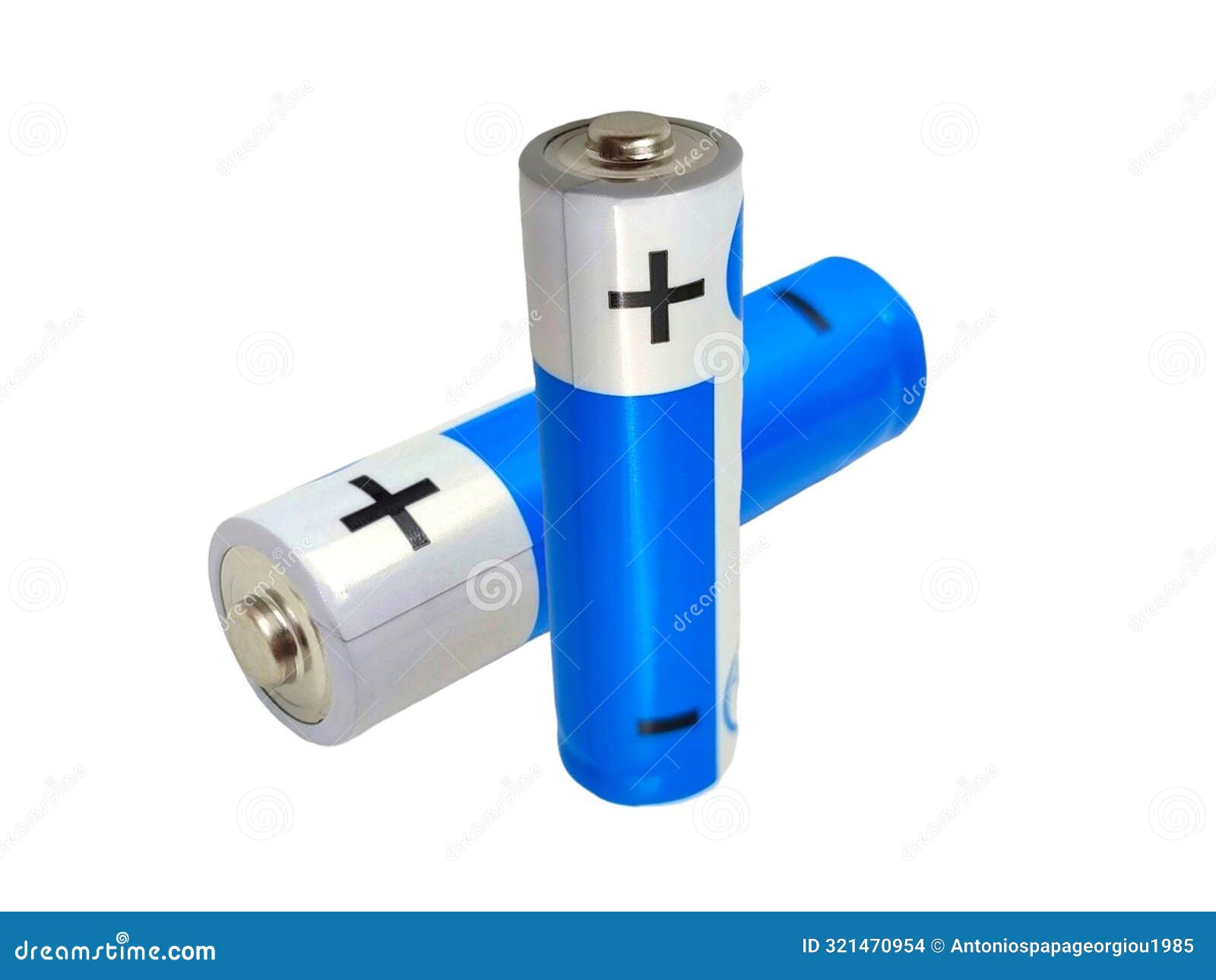 Two Blue and White Batteries. Stock Illustration - Illustration of ...