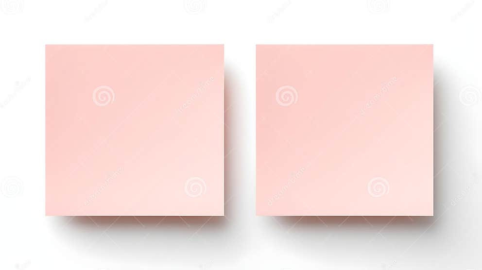 Two Blush Square Paper Notes on a White Background. Brainstorming ...