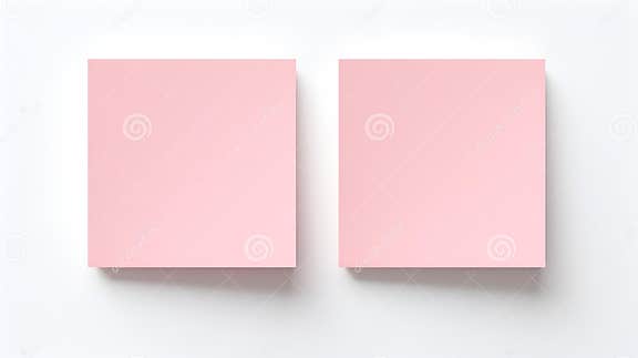Two Blush Square Paper Notes on a White Background. Brainstorming ...