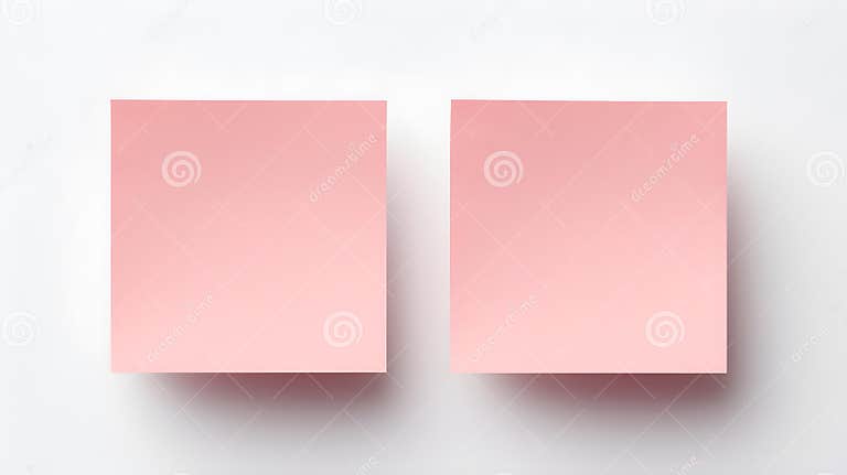 Two Blush Square Paper Notes on a White Background. Brainstorming ...