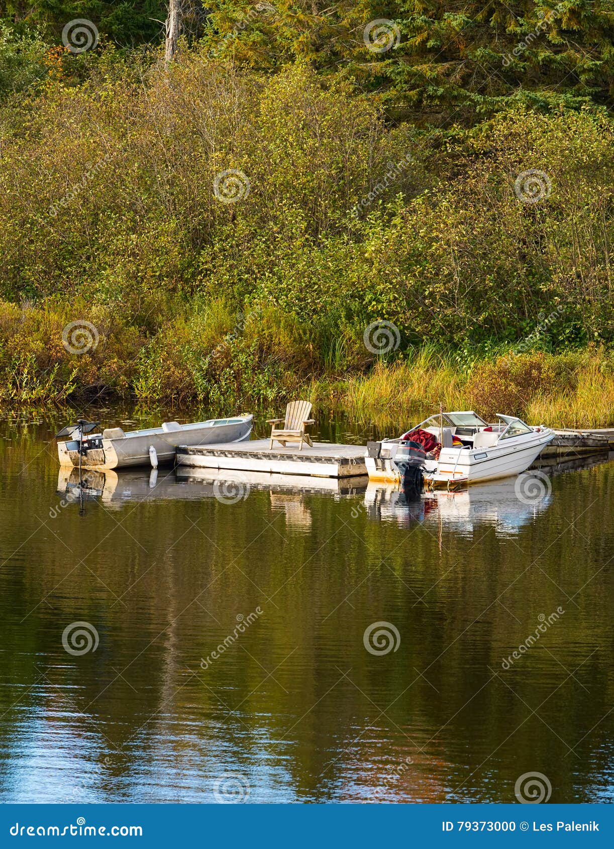 Two boats at the dock stock photo. Image of lake, fall - 79373000