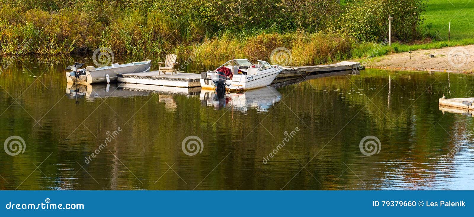 Two boats at the dock stock photo. Image of foliage, fall - 79379660
